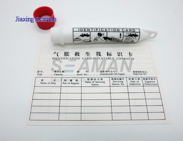 Liferaft Indentification card tube